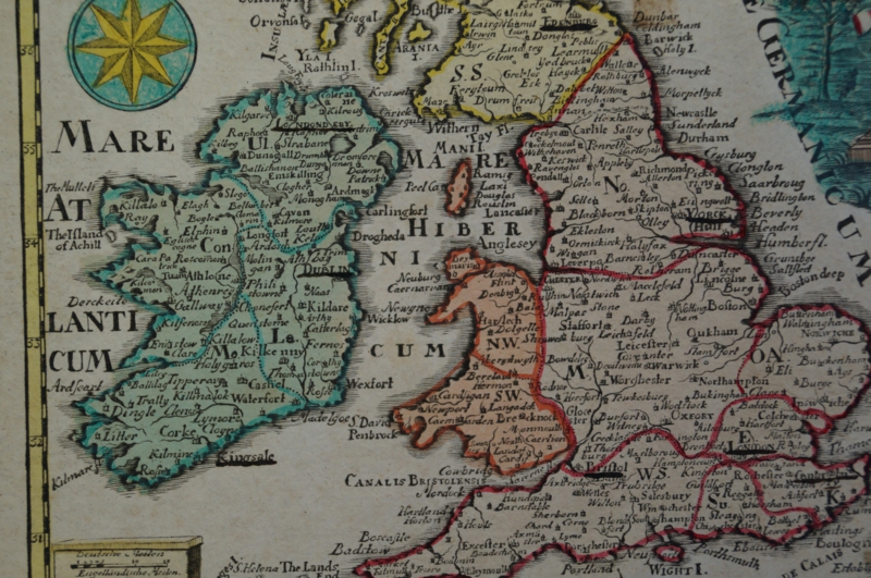 GREAT BRITAIN SCOTLAND ENGLAND WALES IRELAND ORIG. ENGR. MAP SCHREIBER ...